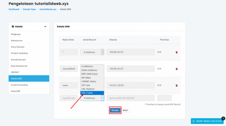 Cara Setting URL Frame di Member Area IDwebhost