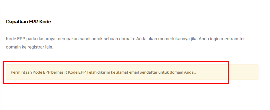 Cara Mendapatkan Kode EPP di Member Area IDwebhost