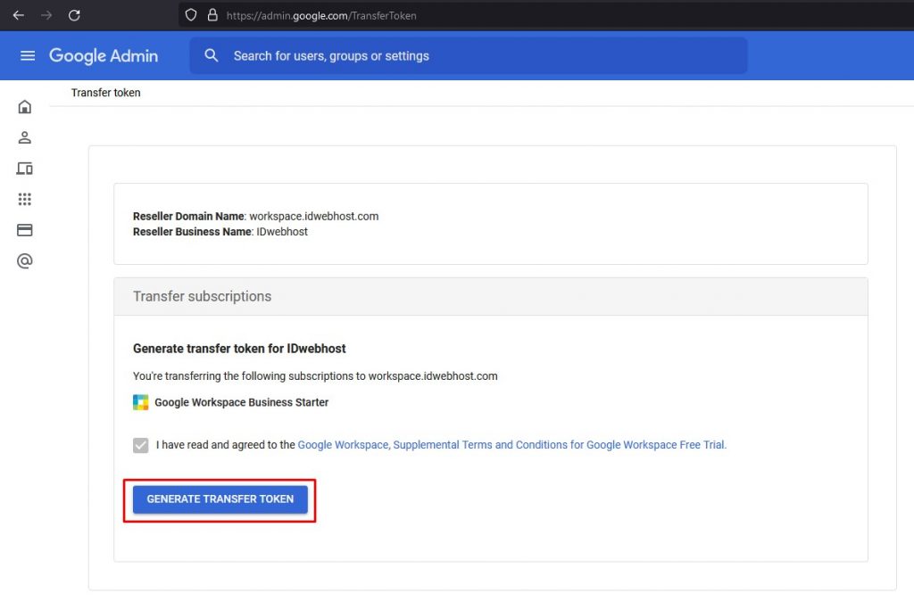 Cara Generate Transfer Token di Google Workspace - Tutorial IDwebhost