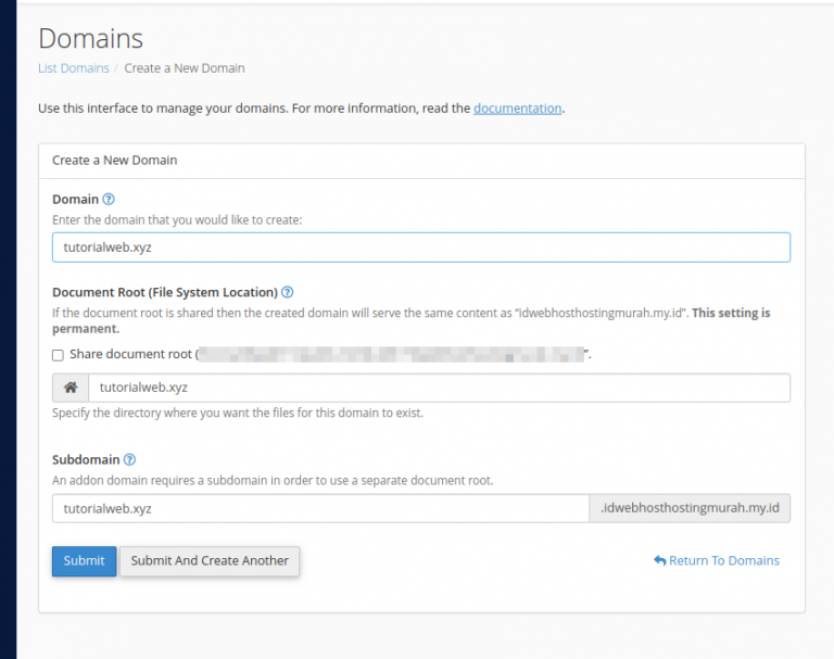 Cara setting addon domain